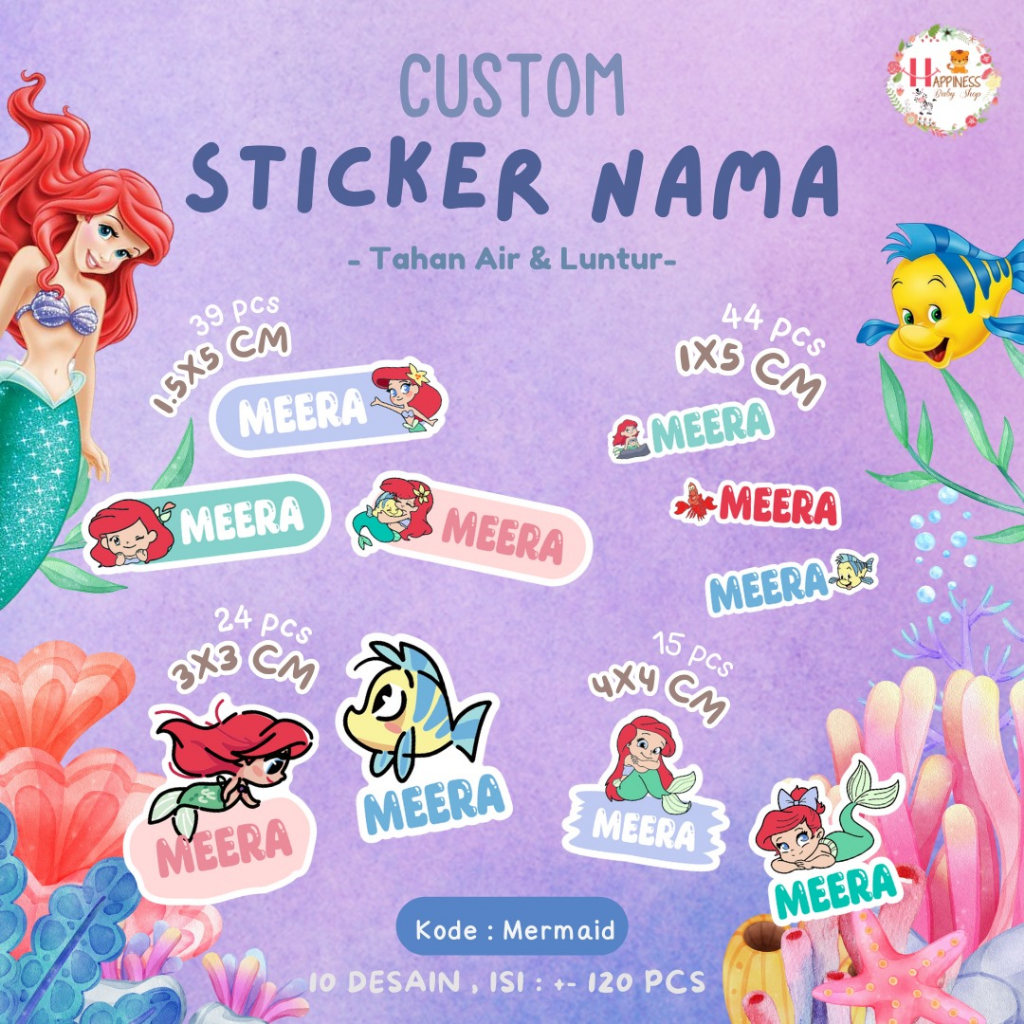 Jual (ISI 120) Sticker Label Nama Anak / Sticker Custom Nama Karakter ...