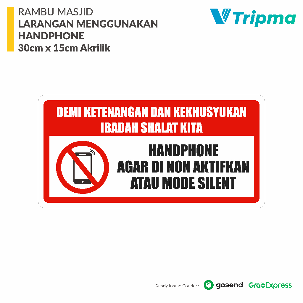 Jual Rambu Masjid HP Di Matikan / Di Non Aktifkan 15cmx30cm Akrilik ...