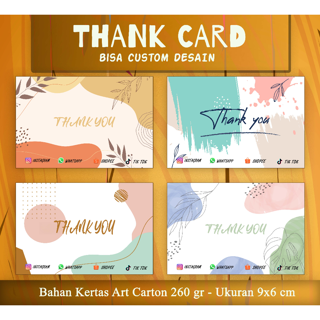 Jual THANK CARD / KARTU UCAPAN THANK YOU BISA CUSTOM 1 HARI JADI ...