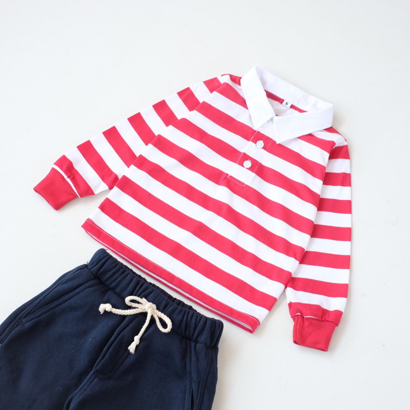 Jual Littlegaw Rugby Stripe Shirt Baju Rugby Anak Salur Cewek Cowok 1-8 ...