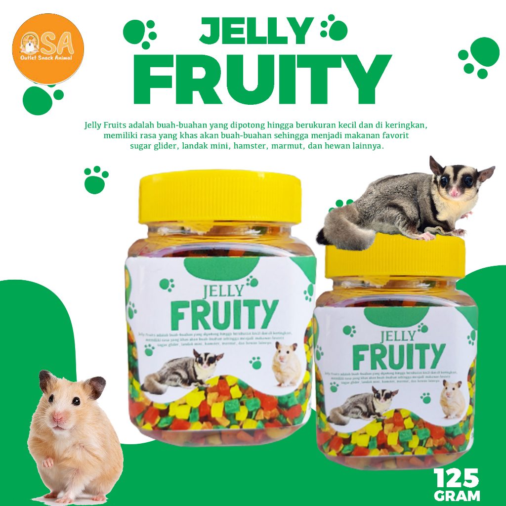 Jual Jelly Fruit Snack Cemilan Buah Kering Potong Hamster l Sugar ...