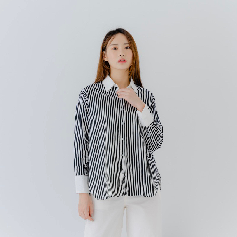 Jual Yeoji - JULIE STRIPED LONG SLEEVE SHIRT YEOJI | KEMEJA PANJANG ...