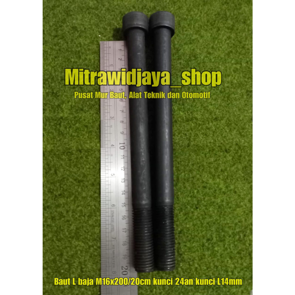 Jual Baut L baja M16x200mm diameter badan 16mm kunci 24an Kunci L 14 mm ...
