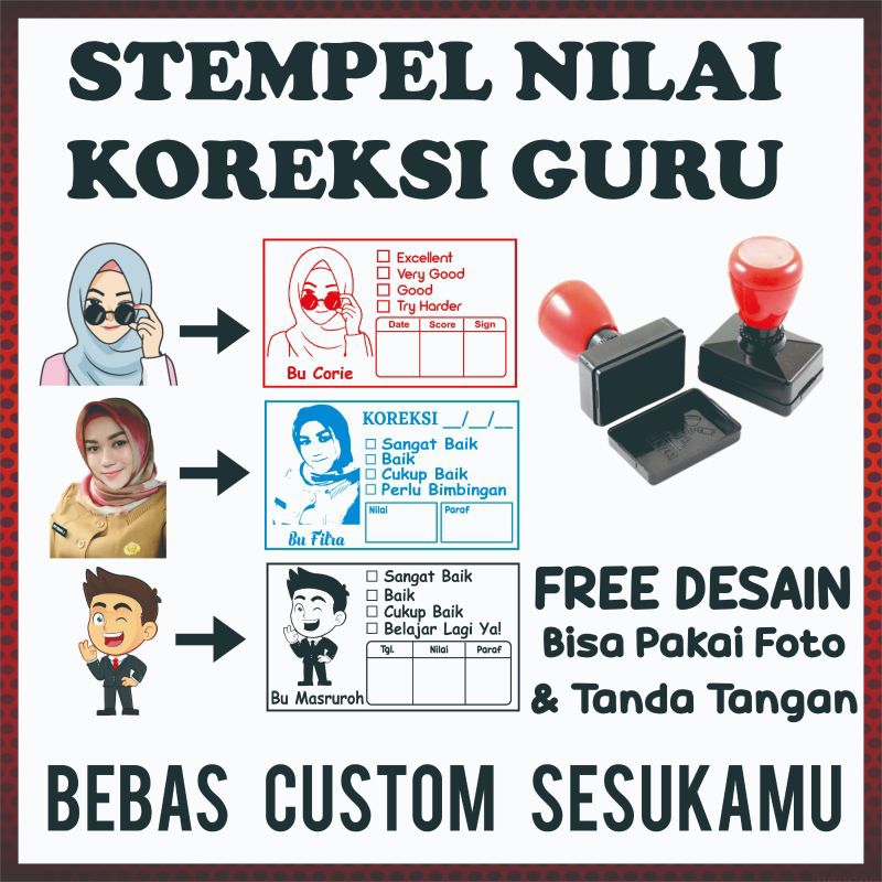 Jual Free Tinta Stempel Guru / Stempel Penilaian / Stempel Koreksi ...