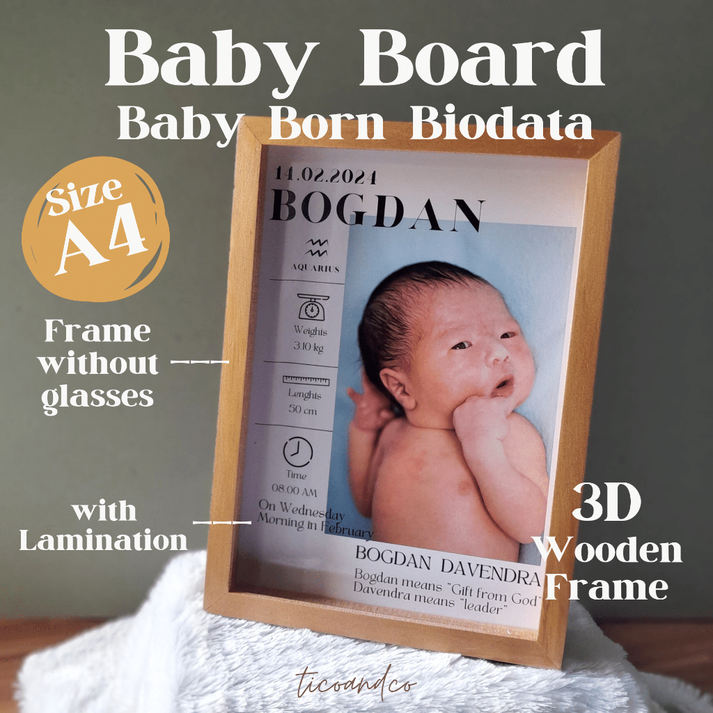 Jual BABY BOARD/BABY BORN BIODATA/FRAME BIODATA BAYI/BINGKAI BIODATA ...