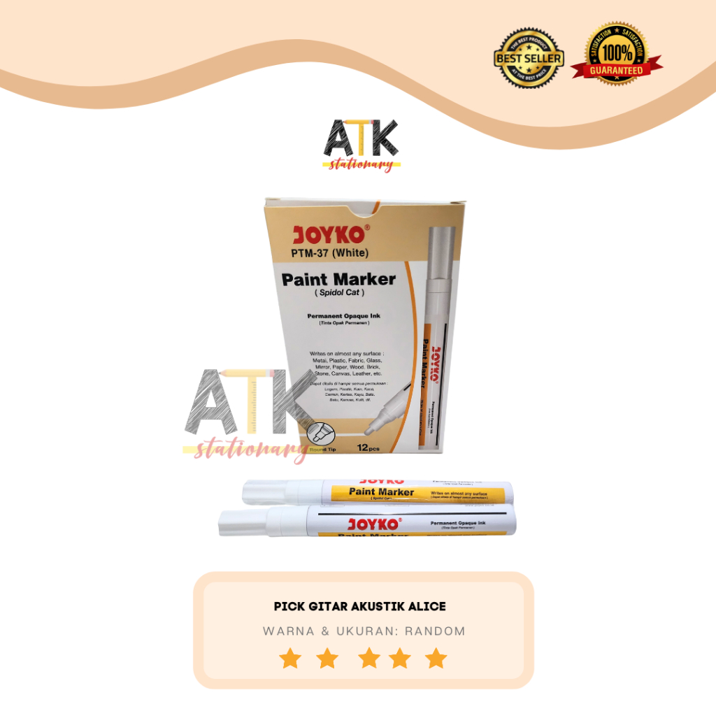 Jual Spidol Paint Permanent Marker White JOYKO PTM37/Spidol Cat Putih ...