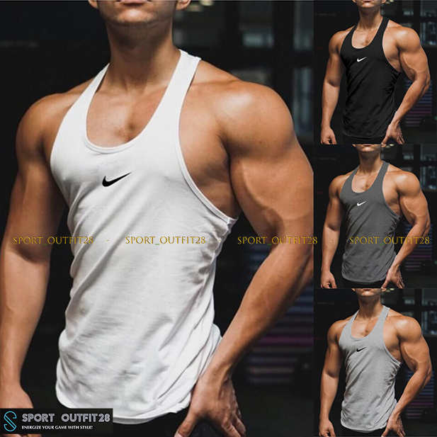 Jual Singlet Stringer Bodybuilding Tank Top's Pria Sport Fitness Gym ...