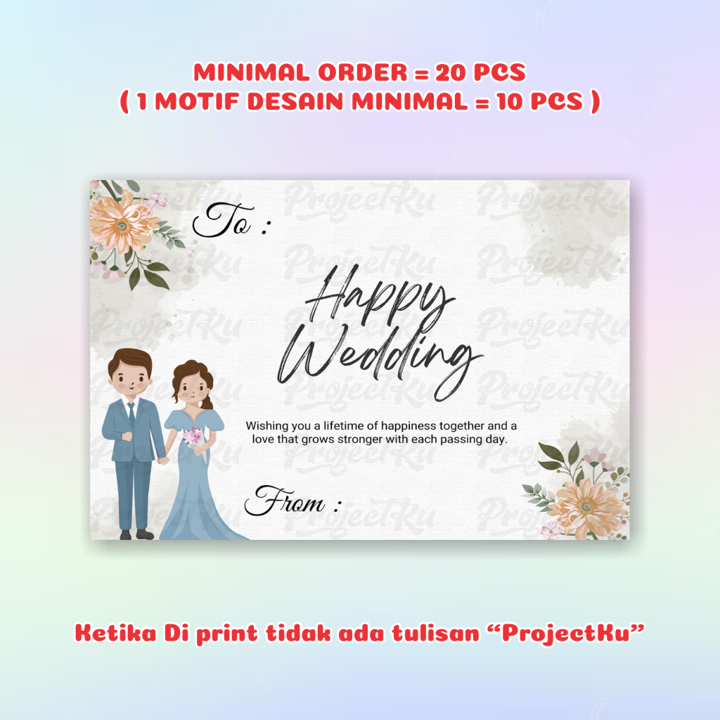 Jual Greeting Card Happy WEDDING Ukuran 10 x 6,5 cm - Gift Card - Kartu Ucapan Wedding ...