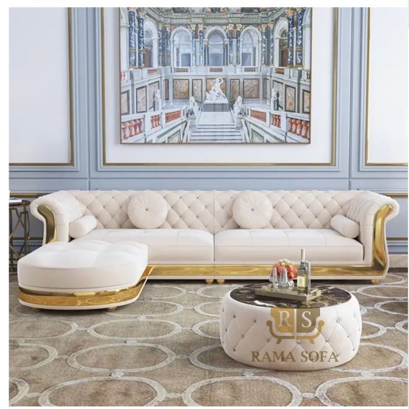 Jual Rama sofa - sofa L chesterfield list gold mewah kualitas premium ...