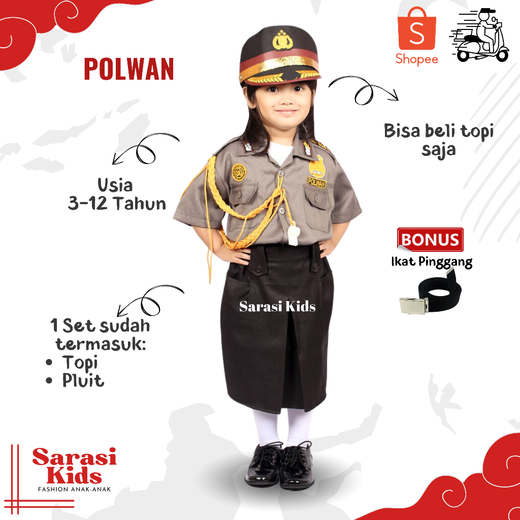 Jual Baju polisi anak perempuan seragam baju Polwan Anak-Anak Costum ...