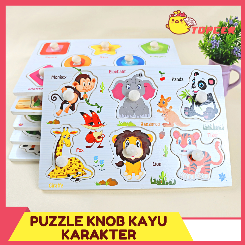 Jual Puzzle Knob Wooden Puzzle Kayu Puzzle Buah Sayur Hewan Mainan ...