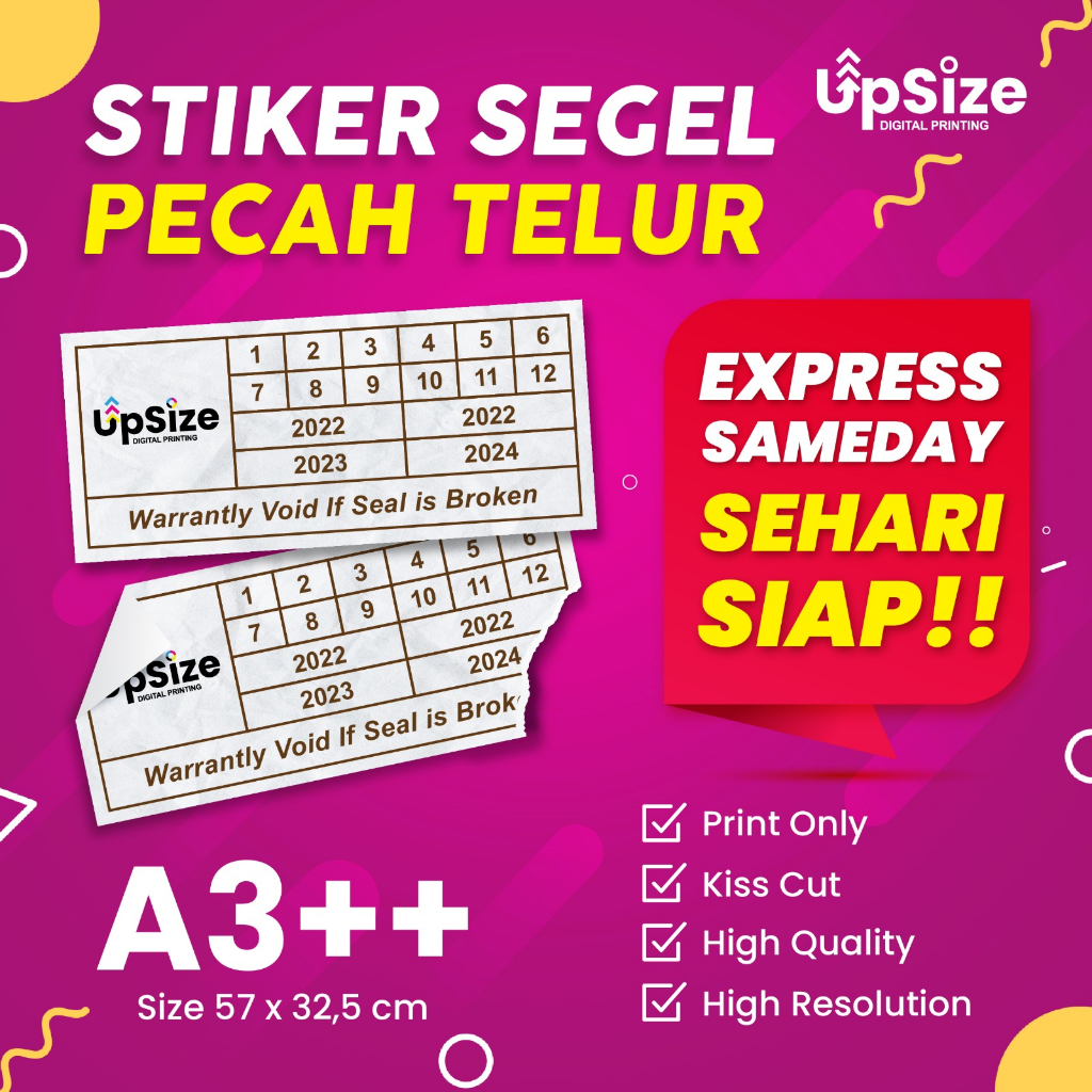 Jual CETAK STIKER SEGEL PECAH TELUR / SECURITY Uk. A3++ ( 32.5 x 57 Cm ...