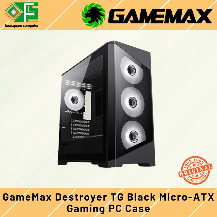 Jual Casing PC Gamemax Destroyer TG Black Case M-ATX Gaming + 4x Fan ...