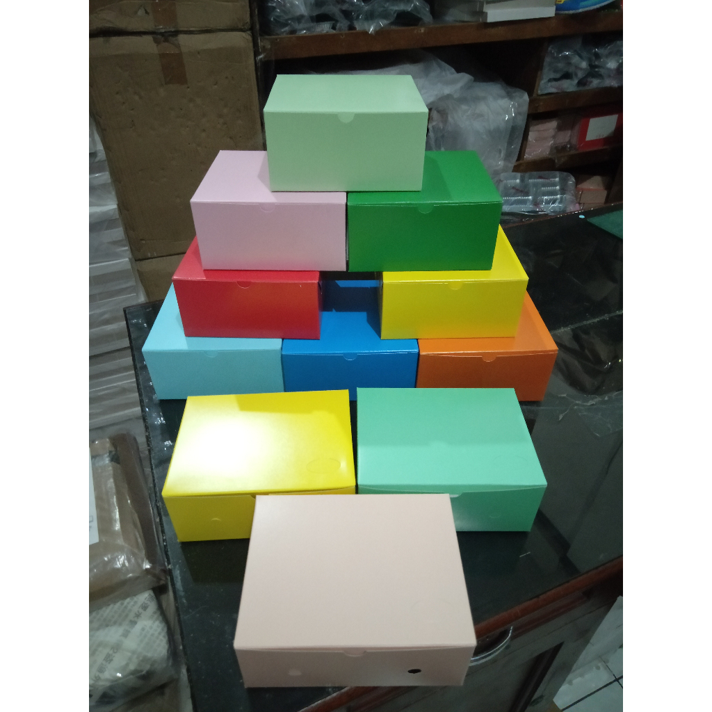 Jual Dus/Box/Kotak Nasi/Kue/Snack/Makanan seri warna-warni | Shopee ...