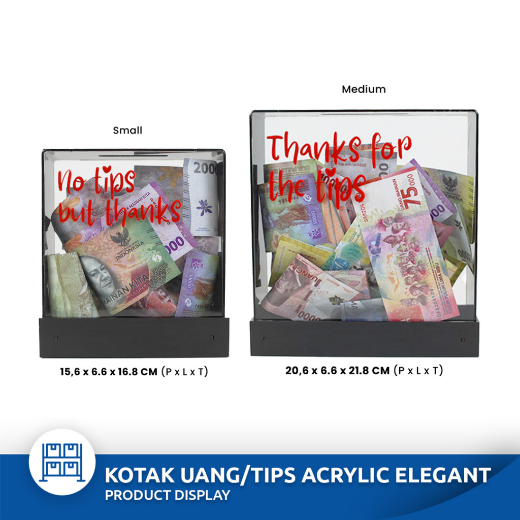 Jual Tempat Uang Tip / Kotak Uang Tips Acrylic Thanks Your Tips ...