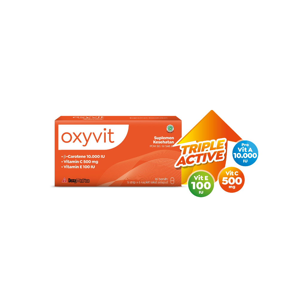 Jual Oxyvit 6 Kaplet 1 Strip / vitamin A, vitamin C, dan vitamin E ...