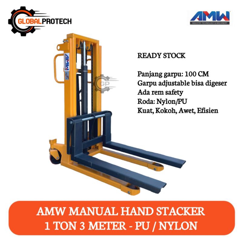 Jual [Ada Rem] AMW Manual Hand Stacker 1 Ton 3 M Handlift 3 Meter ...