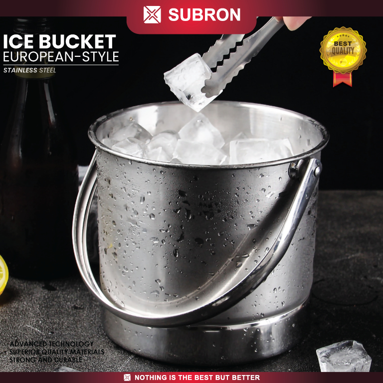 Jual SUBRON Ice Bucket Stainless Steel 1.6L Wadah Ember Motif Es Batu ...