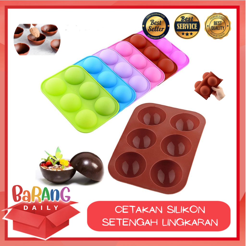 Jual Cetakan Silikon 6 Lubang Bentuk Setengah Lingkaran / Cokelat Kue ...