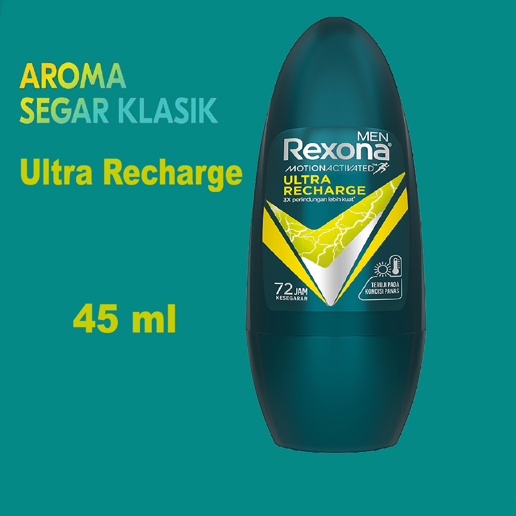 Jual Rexona Deodorant Roll On Men Ultra Recharge 45Ml Deodorant Pencegah Anti Bau Badan | Shopee ...