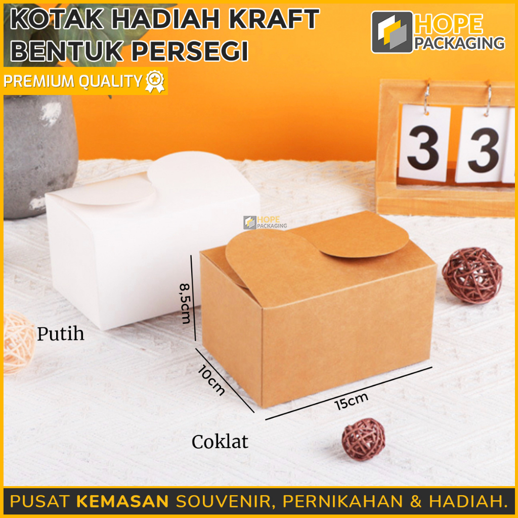 Jual Kotak Hadiah Kraft Bentuk PERSEGI Size : 15x10x8.5cm / Cake Box ...