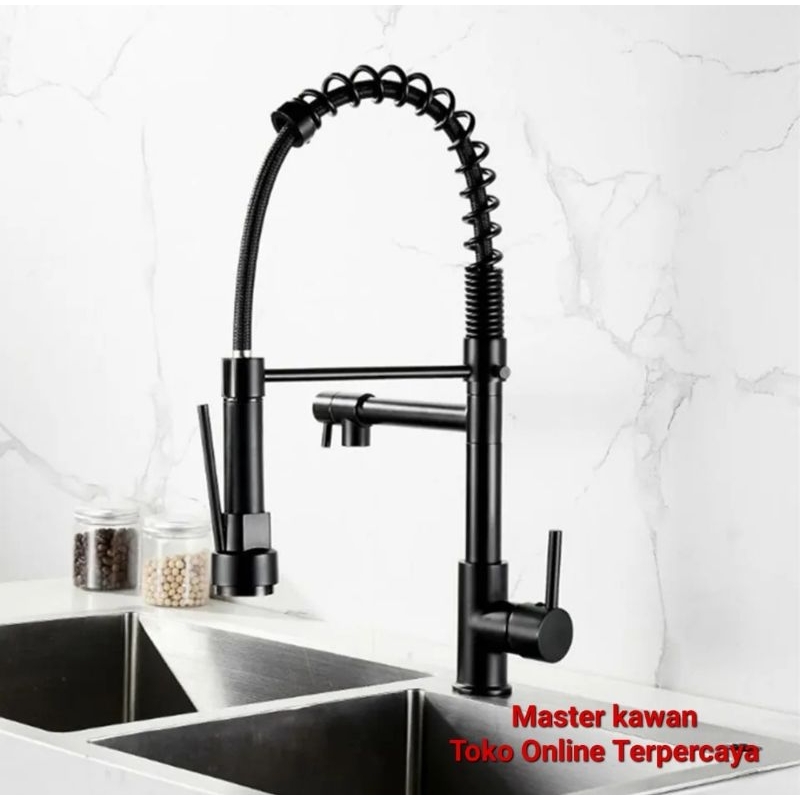 Jual Kran Kitchen Sink Pantry Kuningan Black /Kran Sink Tarik Chrome ...
