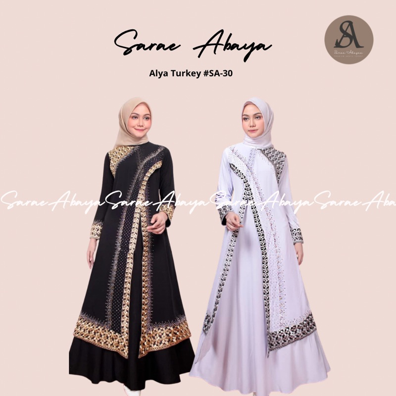 Jual Sarae Abaya Turkey Premium Alya SA-30 Gamis Bordir Payet Ceruty ...