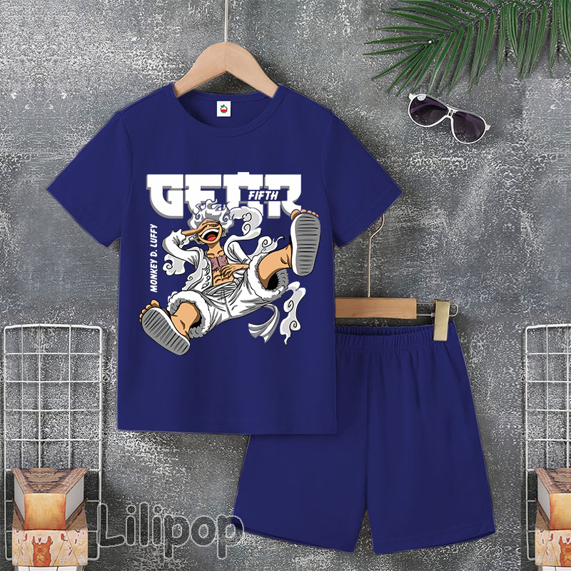 Jual Baju Anak Stelan Usia 4-10 Tahun LUFFY ONE PIECE GEAR FIVE 3/4 Cowok Cewek Celana Pendek ...