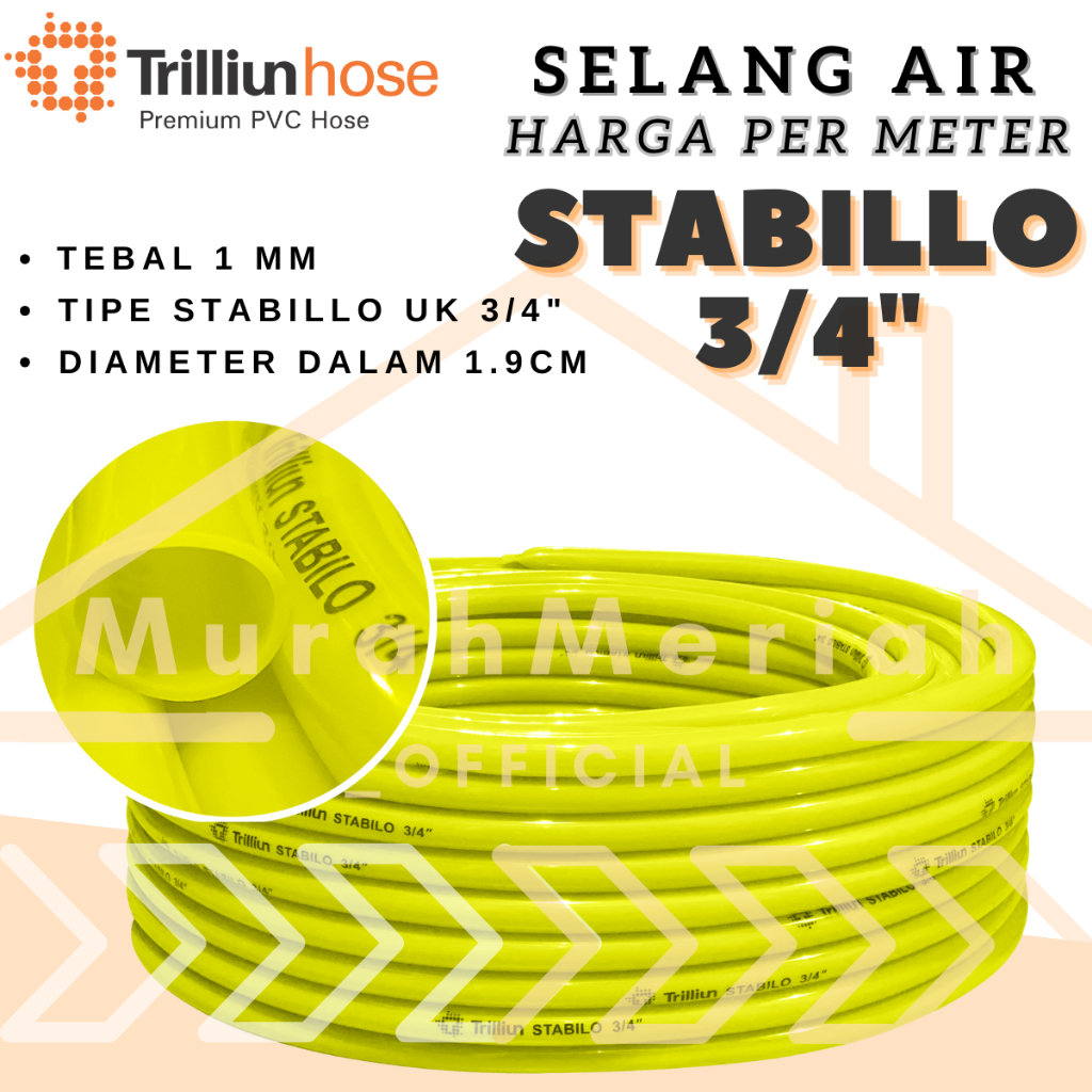 Jual SELANG AIR ELASTIS TRILLIUN STABILLO UK 3/4 INCH ( HARGA PERMETER ) | Shopee Indonesia
