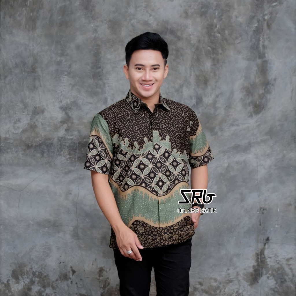 Jual Batik Pria Lengan Pendek Premium BATIK AZIMIL HRB026 motif ...