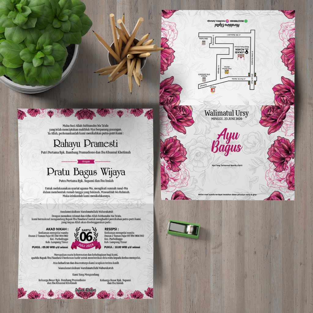 Jual UNDANGAN PERNIKAHAN LIPAT 2 SIMPEL TEMA BUNGA | Shopee Indonesia