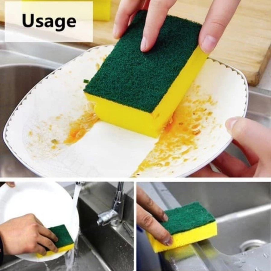 Jual Spons Sabut Hijau Spon Busa Cuci Piring Sponge Dapur 2 Sisi Sabun ...