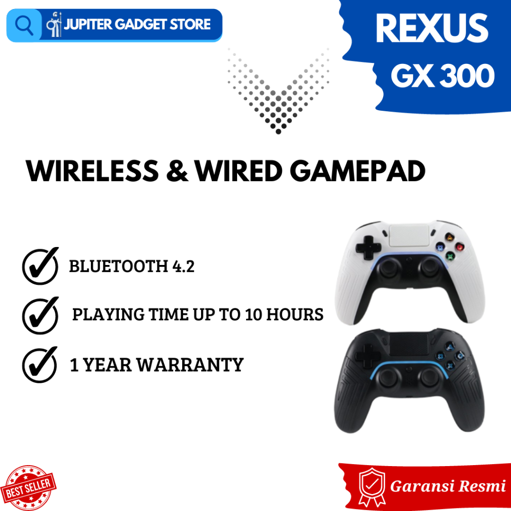 Jual Rexus GX300 GX-300 Gamepad Gaming Joystick Bluetooth Wireless ...