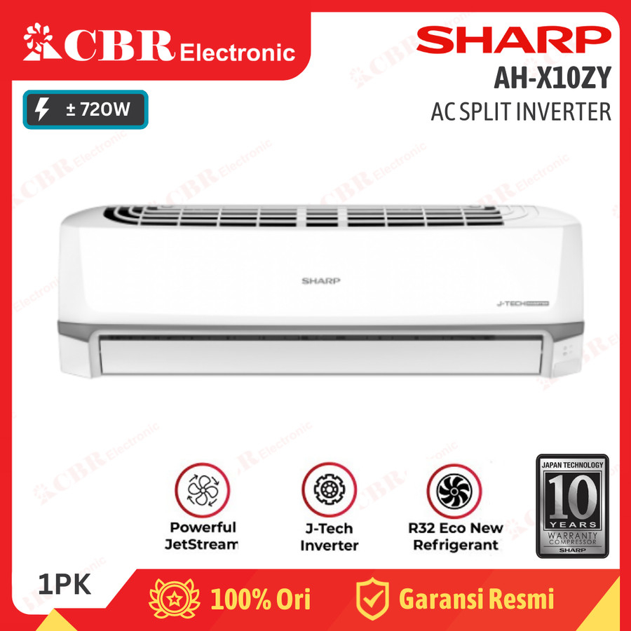 Jual AC Split SHARP J-tech Inverter Powerful Jet 1PK AH-X10ZY (R-32 ...