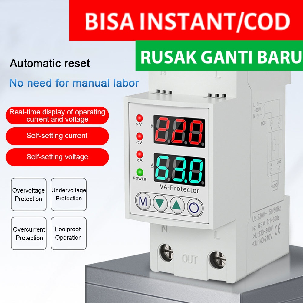 Jual (BISA INSTANT/COD) Din Rail MCB Digital Volt Meter Voltage ...