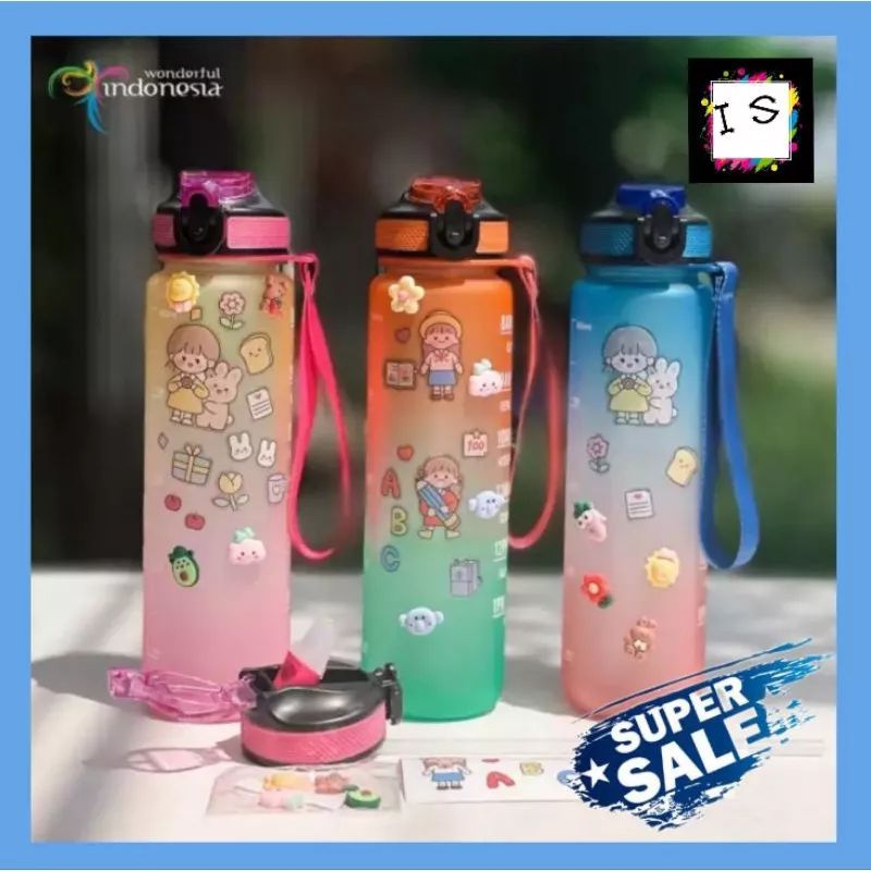 Jual Botol Air Minum VIRAL ORIGINAL 1 LITER Gradasi / Botol Motivasi ...