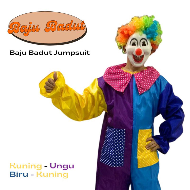 Jual Baju Badut One set + Wig + Topeng | Shopee Indonesia