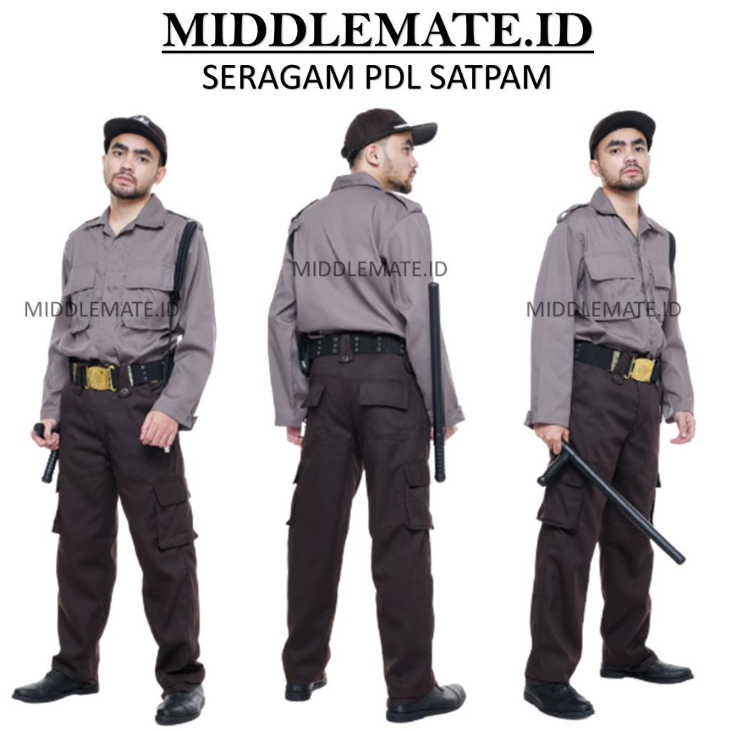 Jual Baju seragam pdl satpam krem setelan pdl security coklat terbaru ...