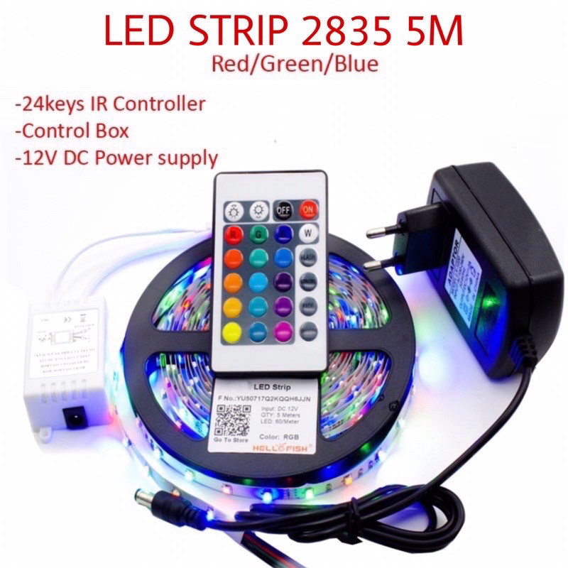 Jual Lampu LED Strip 5M RGB IP65 2835 Warna Warni Set Lampu Hias ...