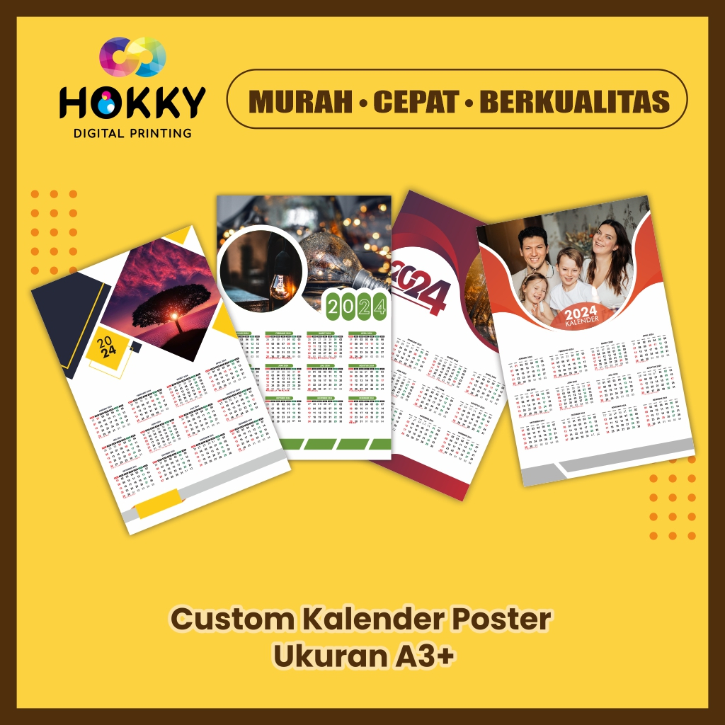 Jual CETAK KALENDER POSTER TAHUN 2024 CUSTOM UKURAN A3+ ( 1 LEMBAR/12 ...