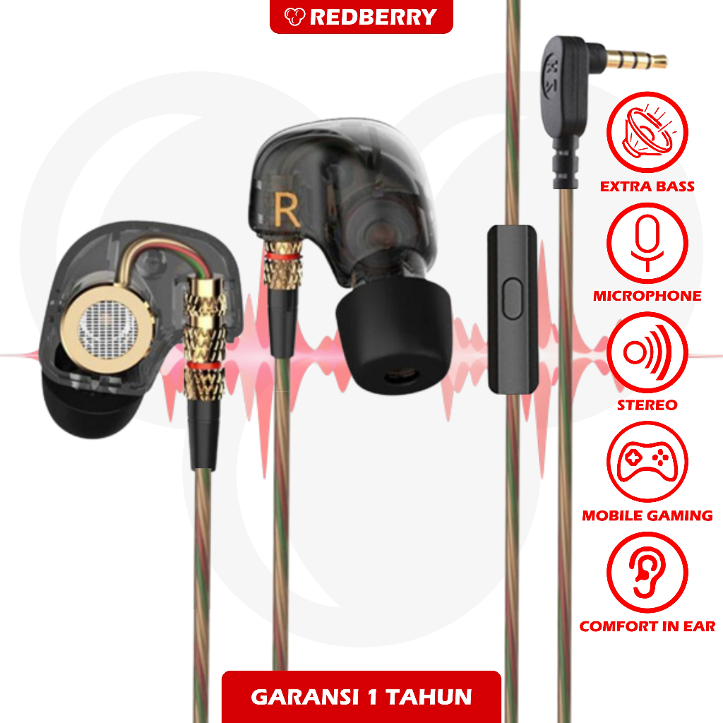 Jual Headset KZ ATE COOPER DRIVER HIFI BASS stereo music gaming earphone with mic ori Knowledge ...