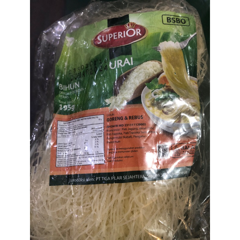 Jual Bihun Beras SUPERIOR URAI 195 Gr BSBO | Shopee Indonesia