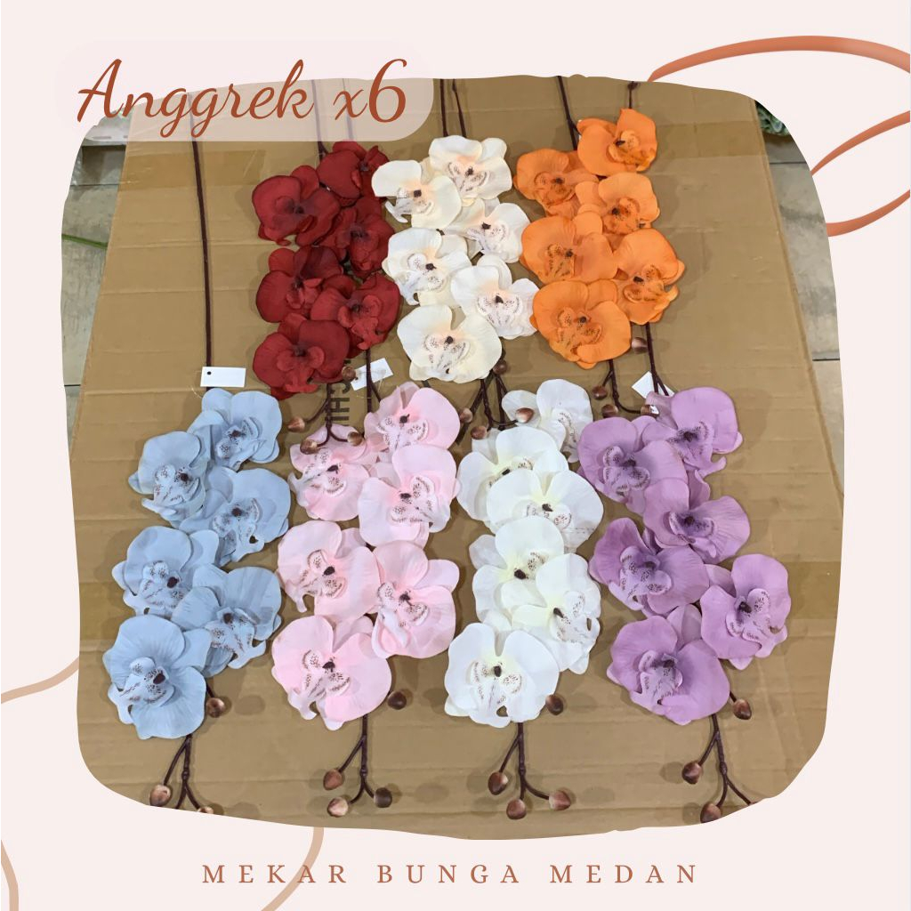 Jual (JB 6) - Bunga Artifisial Anggrek Pastel x6 kepala Orchid Dekorasi ...