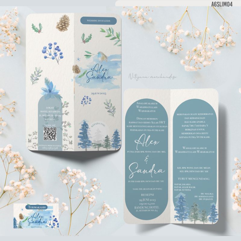 Jual UNDANGAN / INVITATION 7,5X15CM DESIGN EKSLUSIF+PLASTIK OPP, LABEL ...