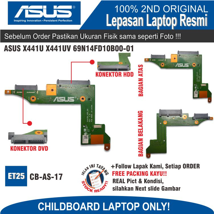 Jual ET25 CB-AS-17 KONEKTOR HDD HARDISK CHILDBOARD ASUS X441 X441U ...