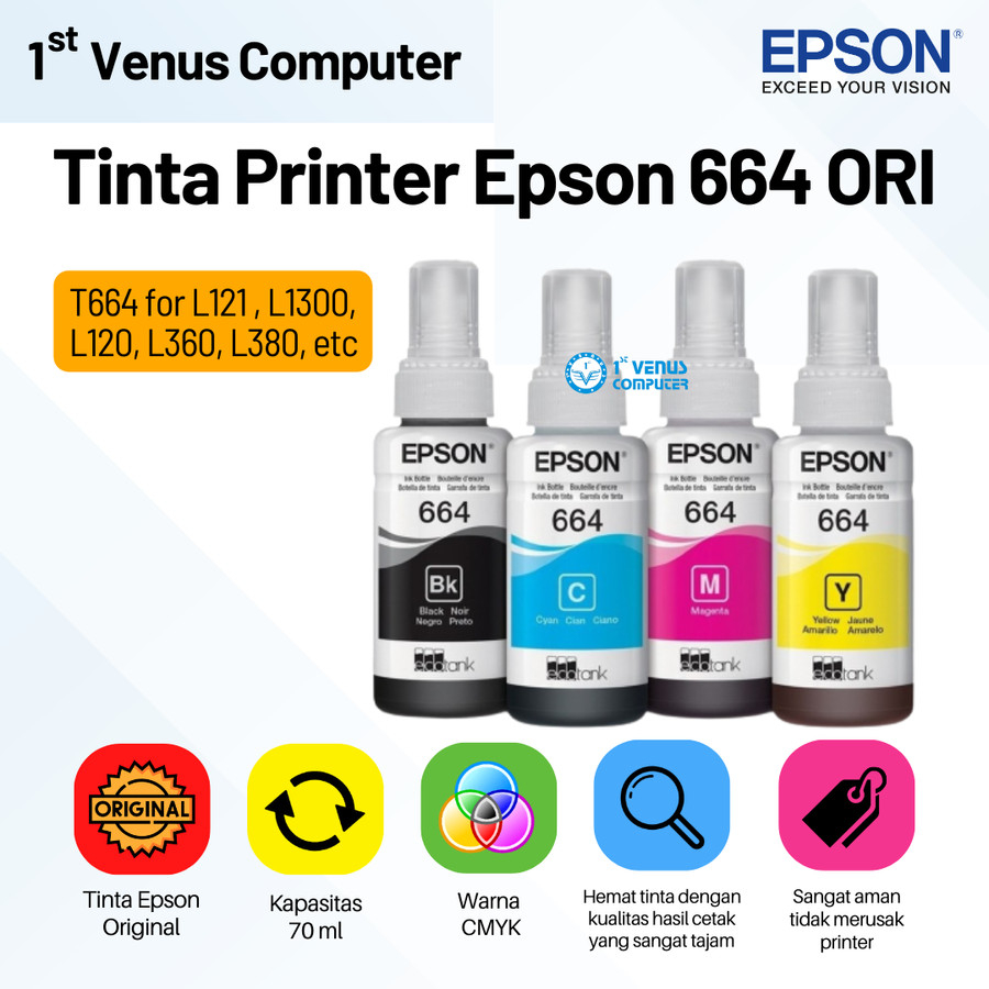 Jual TINTA PRINTER EPSON 664 ORI / TINTA 664 | Shopee Indonesia