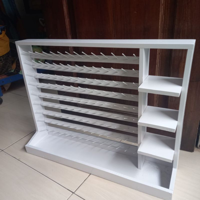 Jual rak benang jahit/tempat benang jahit bahan kayu. isi 126 benang ...