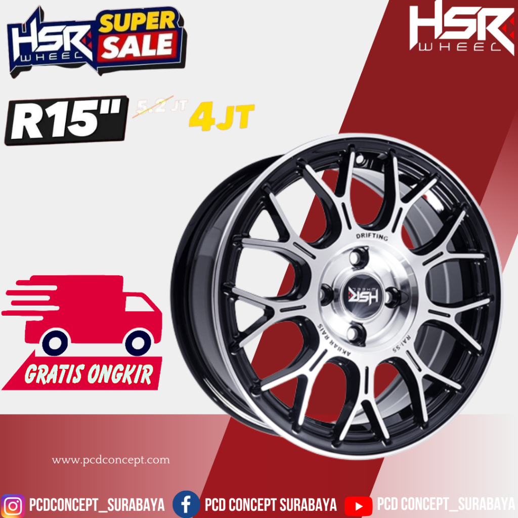 Jual VELG MOBIL RACING RING 15 PCD 4X100 FOR BRIO AGYA SIRION DATSUN GO HSR RA-S5 | Shopee Indonesia