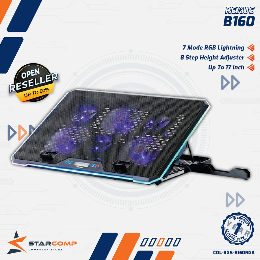 Jual Rexus B160 Cooling Pad Breeze Fan With RGB | Shopee Indonesia