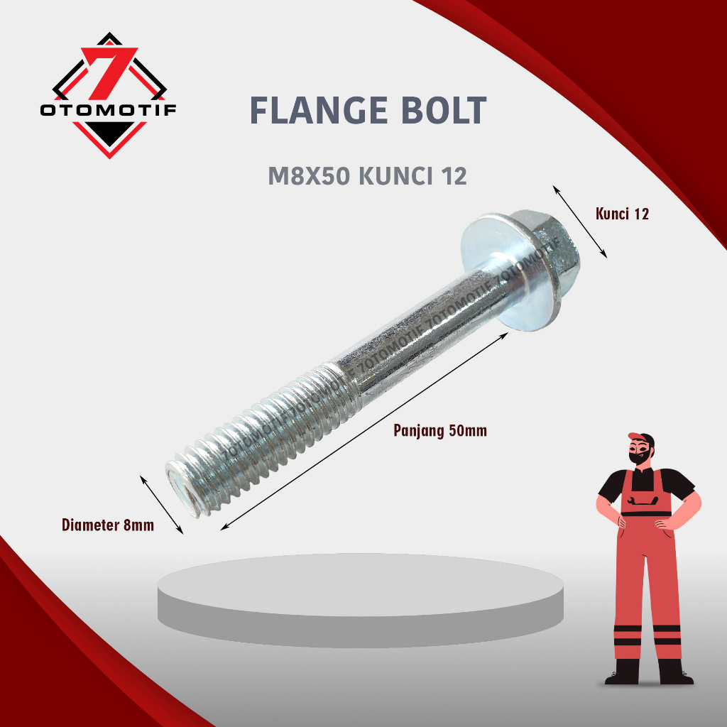 Jual Flange Bolt M8x50 Kunci 12 Baut Topi 8x50 8mm M8 | Shopee Indonesia